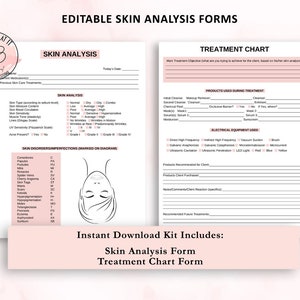 Editable Skin Analysis & Treatment Chart Forms, Skin Analysis Form ...