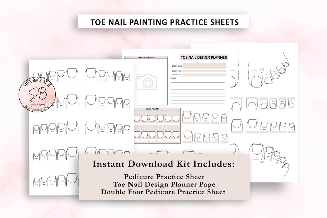 Toe Nail Practice Template, Pedicure Nail Design Sketch, Printable Feet ...