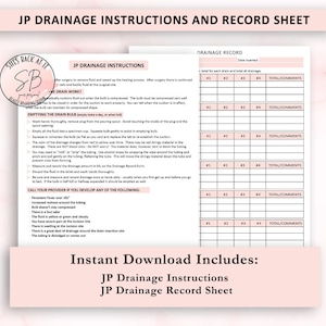 JP Drainage Record Form, Drain Record Sheet, Post Masectomy Drain Care ...