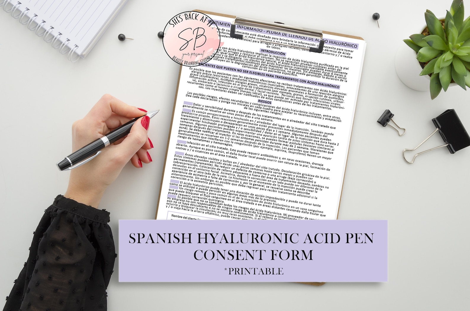 Spanish Hyaluronic Acid Pen Consent Form, Spanish Hyaluronic Acid ...