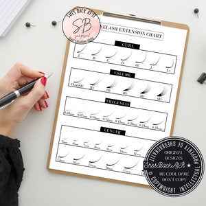 Eyelash Extension Curl Guide, Lash Extension Chart, Style Guide ...