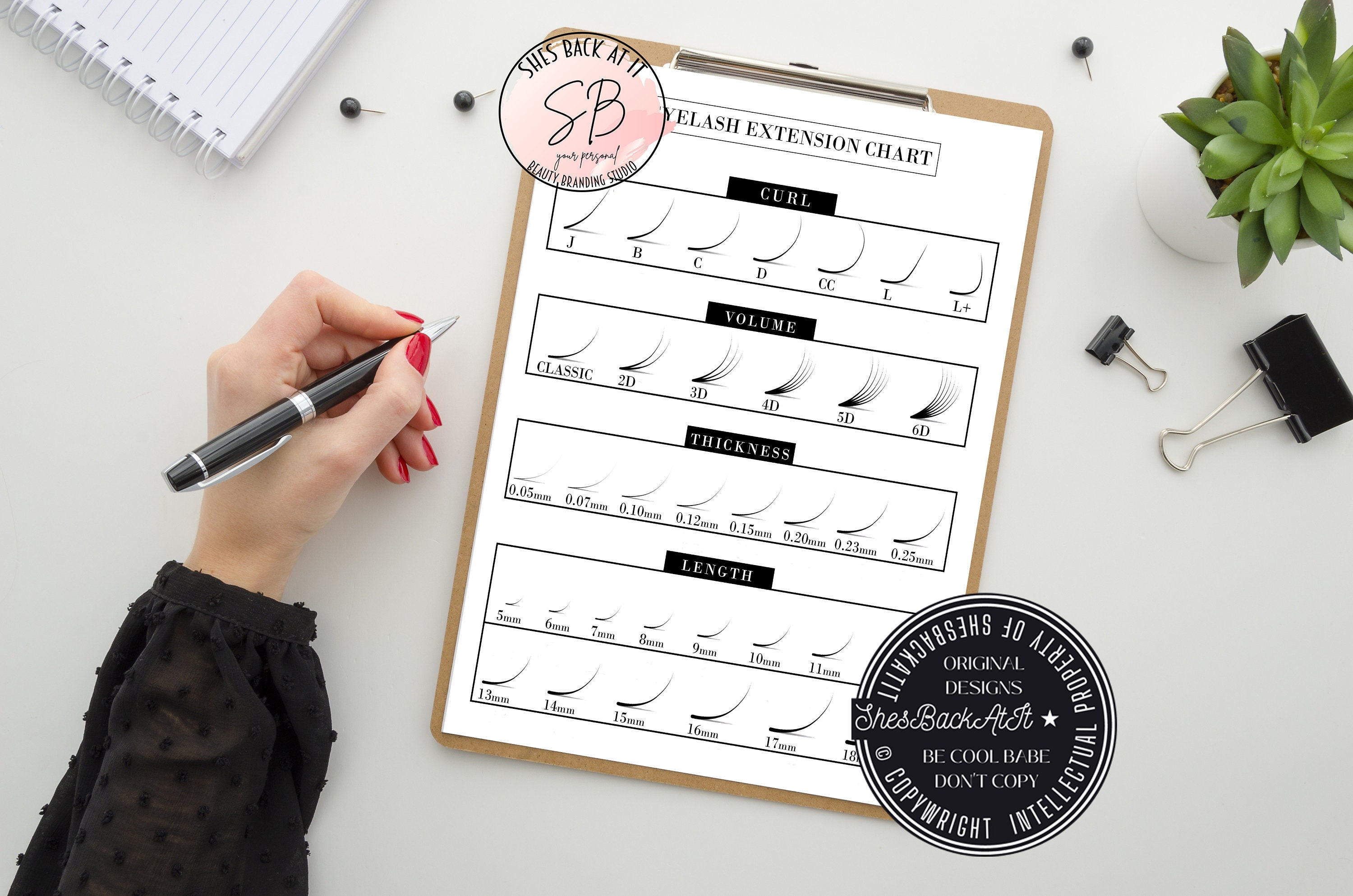 Eyelash Extension Curl Guide Lash Extension Chart Style | Etsy