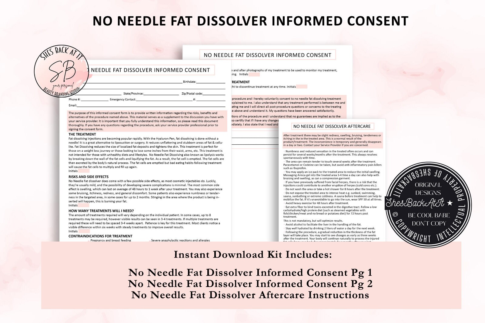 No Needle Fat Dissolver Consent Form, Needleless Fat Dissolver Consent ...
