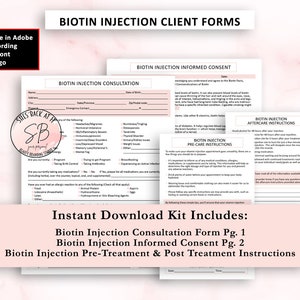Biotin Injection Consultation and Consent Forms, Biotin Consultation ...