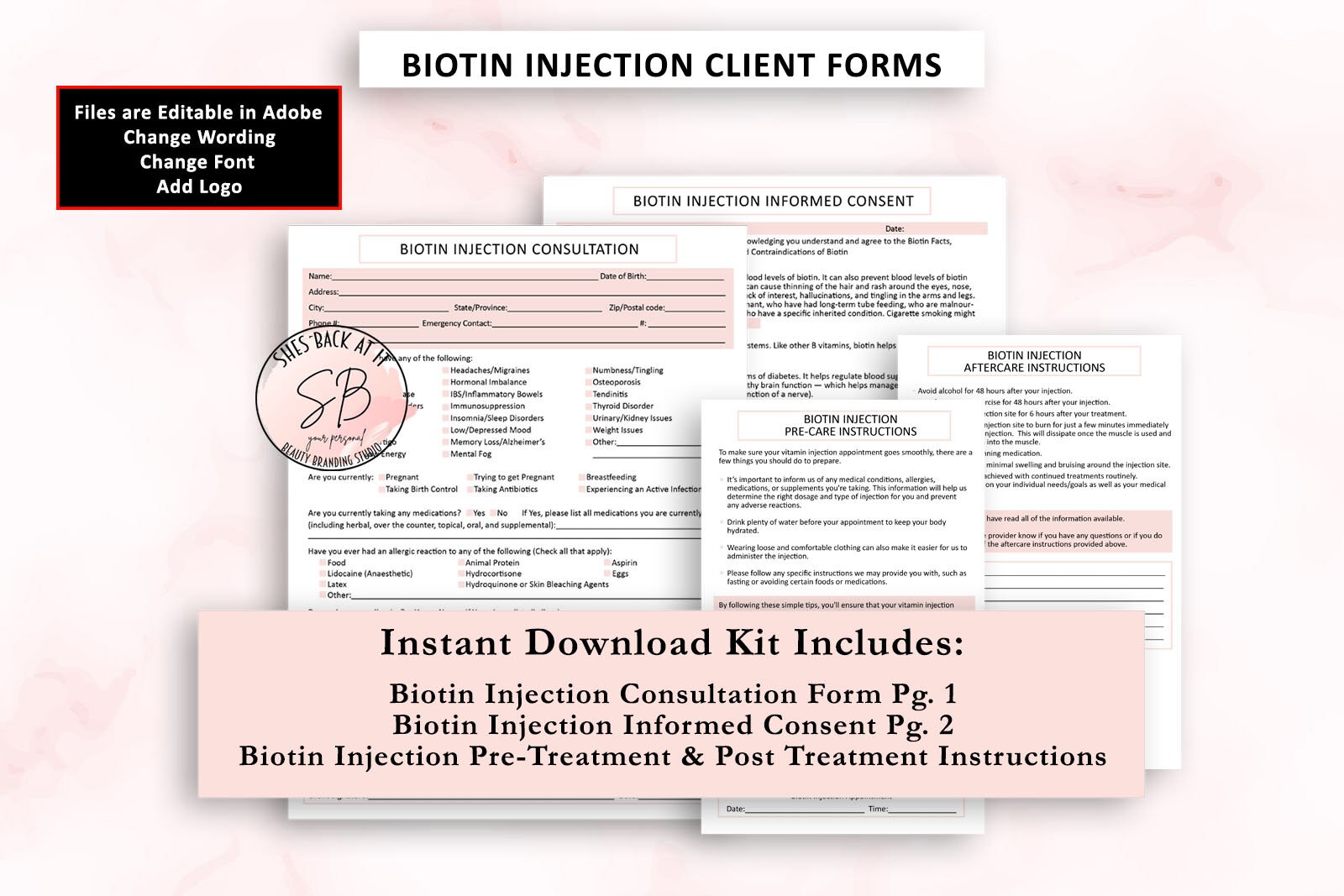 Biotin Injection Consultation and Consent Forms, Biotin Consultation ...