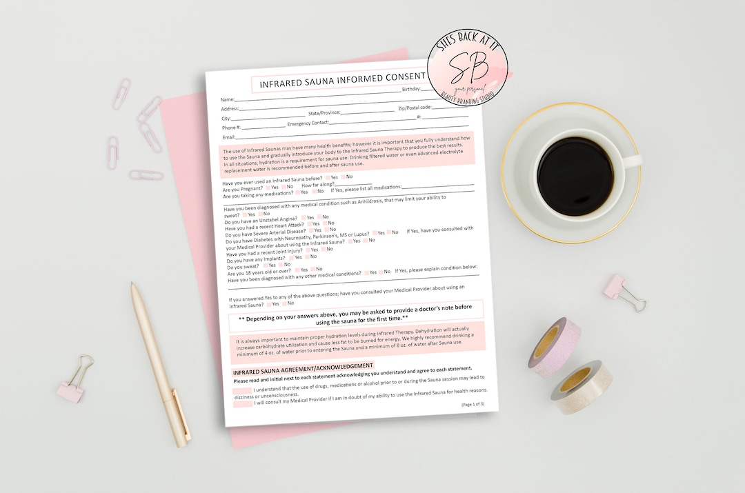Infrared Sauna Consent Form, Sauna Consent Form, Esthetician Forms ...