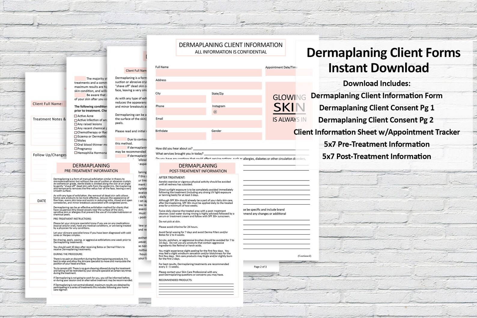 Dermaplaning Client Forms, Facial Forms, Esthetician Consent Forms ...