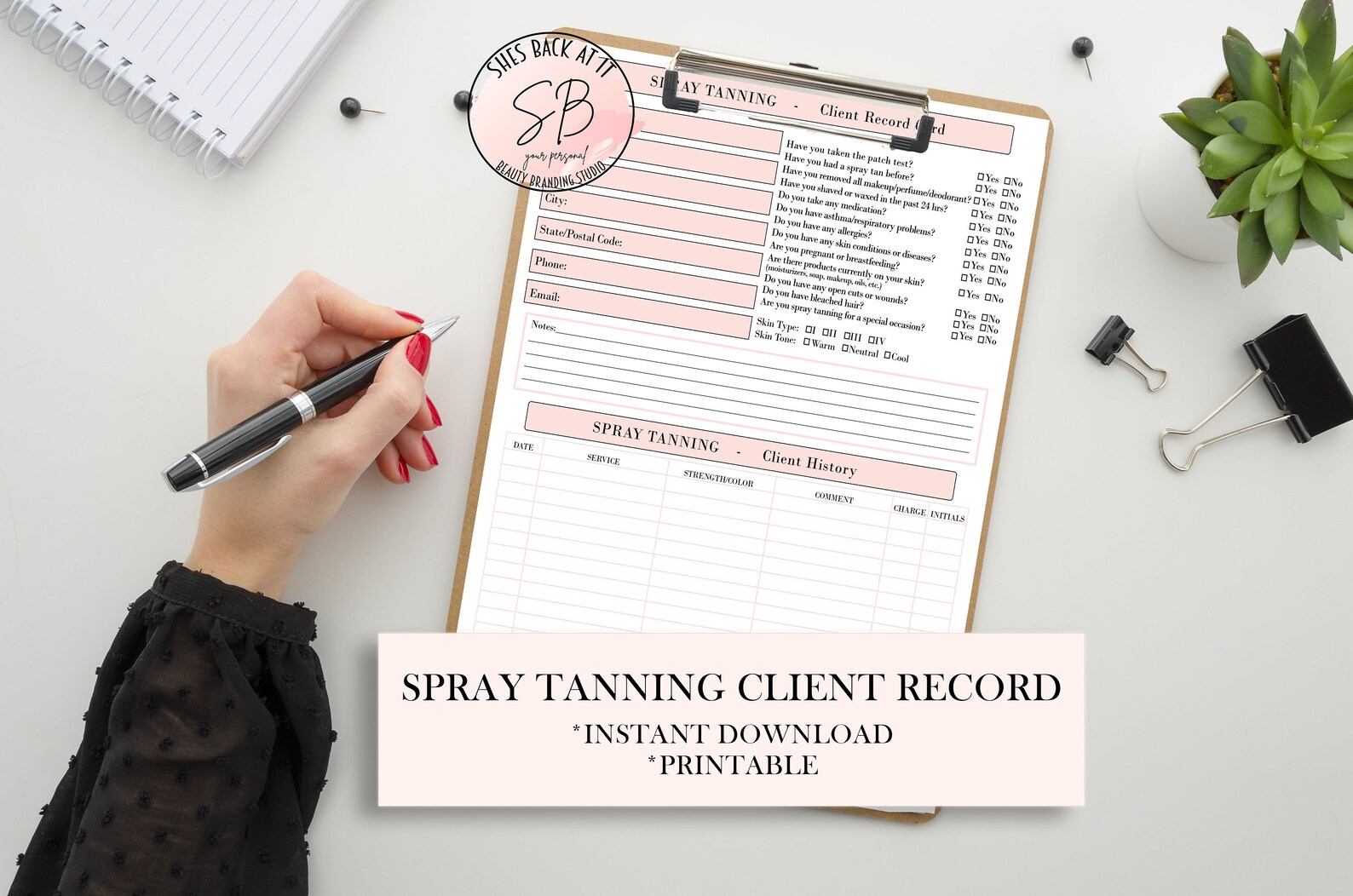 Spray Tan Client Record, Spray Tanning Business Form, Spray Tanning ...