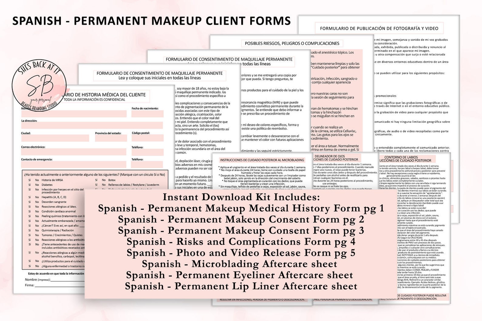 Spanish Permanent Makeup Consent Form, Spanish Permanent Makeup Forms ...