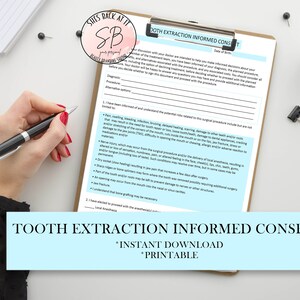 Tooth Extraction Consent Form Tooth Extraction Informed - Etsy