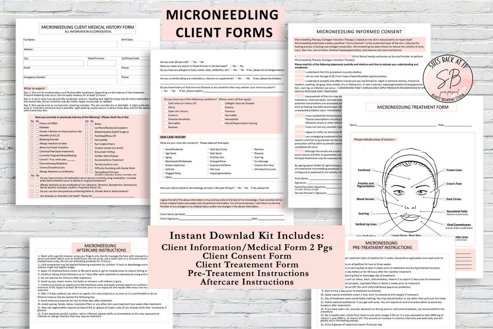 Microneedling Forms Microneedling Technician Micro Needling | Etsy