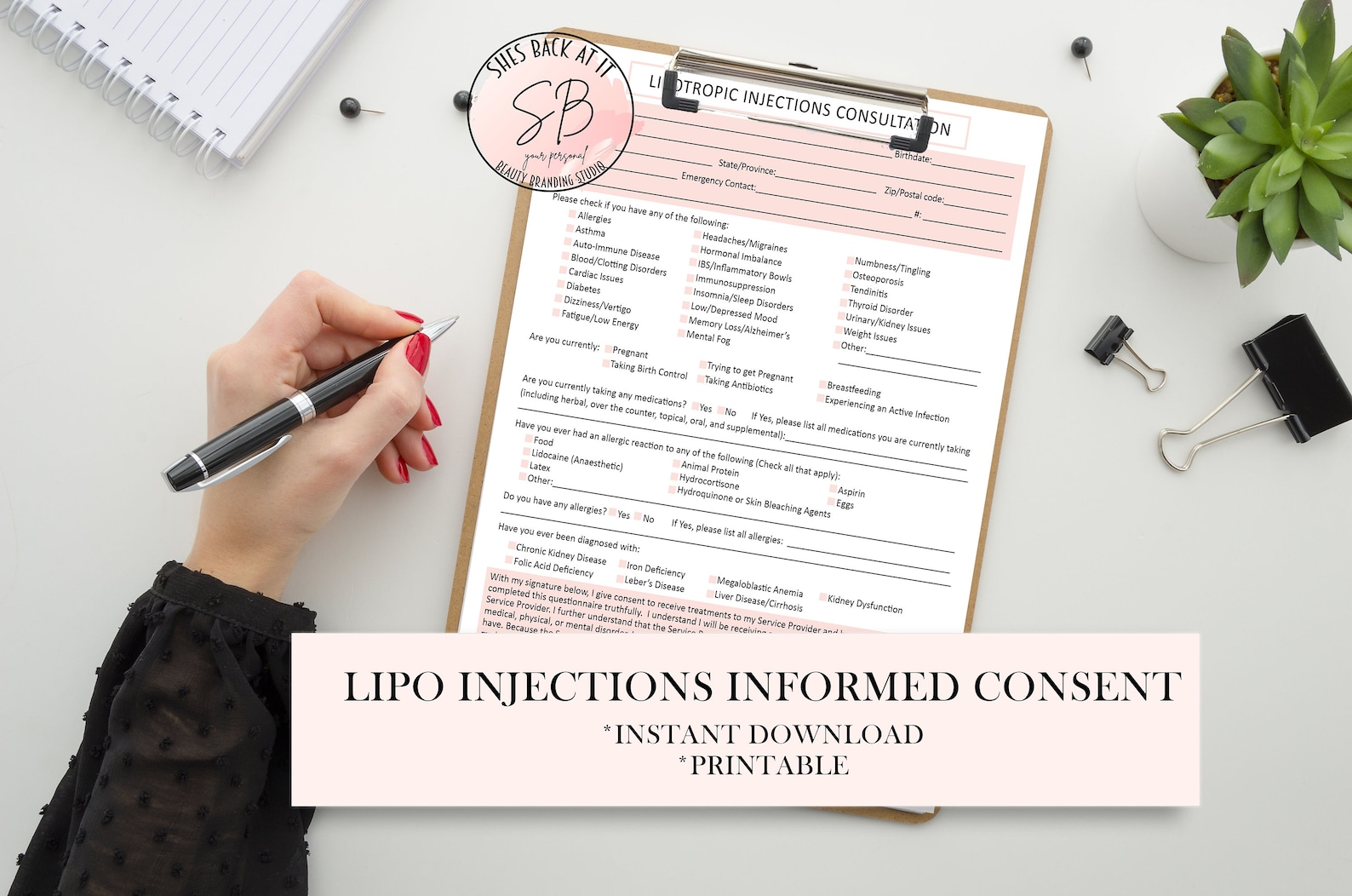 Lipotropic Consent Forms, Lipo Mino Shot Informed Consent, Lipotropic ...