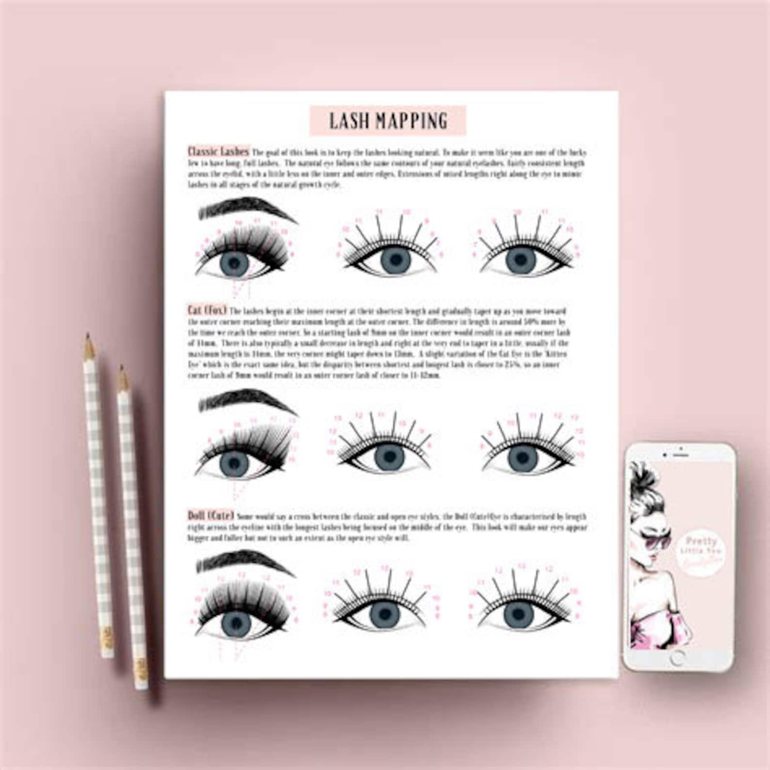 Eyelash Extension Mapping Sheets, Eyelash Extension Forms, Lash Mapping ...