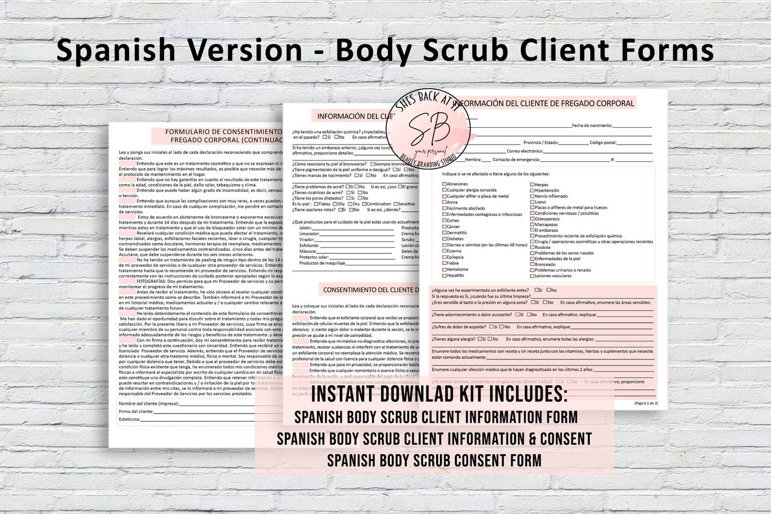Body Scrub Client Forms Spanish Version Body Scrub Consent - Etsy