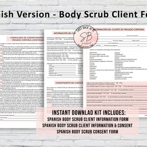 Body Scrub Client Forms, Spanish Version - Body Scrub Consent Form ...