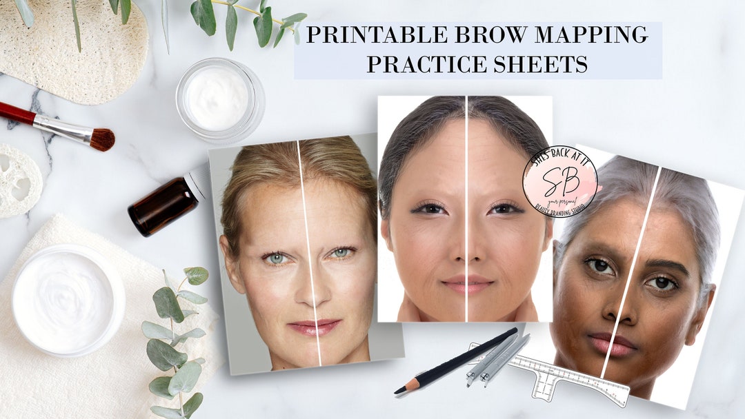 PMU Template, Eyebrow Mapping Practice Sheets, Microblading Pattern ...