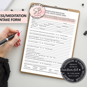 Mindfulness Client Forms, Meditation Intake Form, Mindfulness/meditation Release of Liability ...
