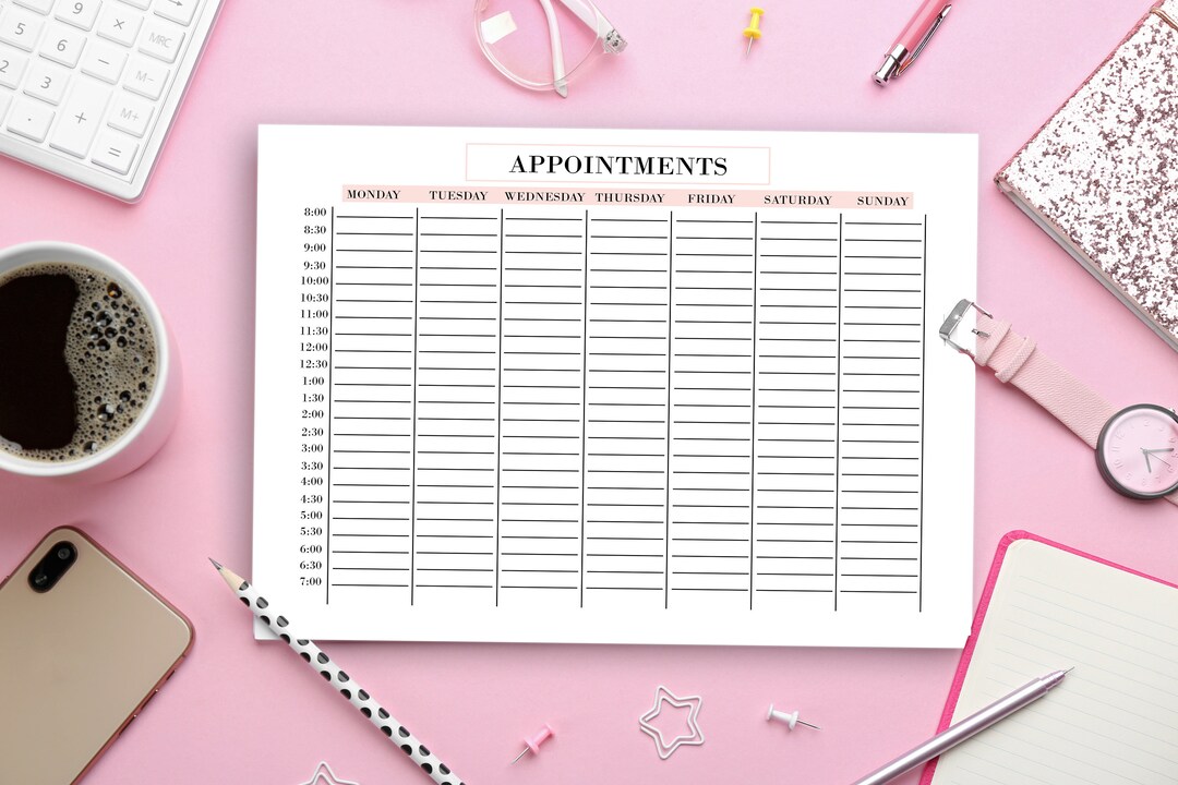 Salon Business Forms, Weekly Appointments Page, Printable Client ...