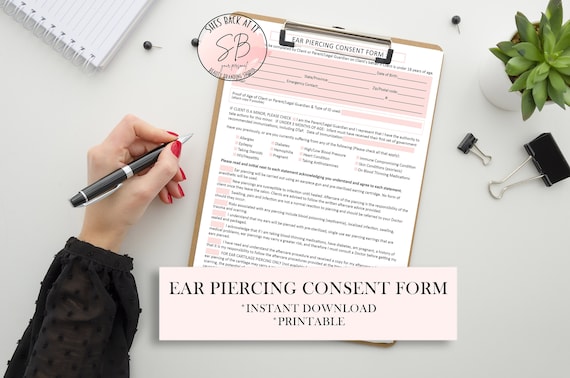 Ear Piercing Consent Form Ear Piercing Release of Liability - Etsy