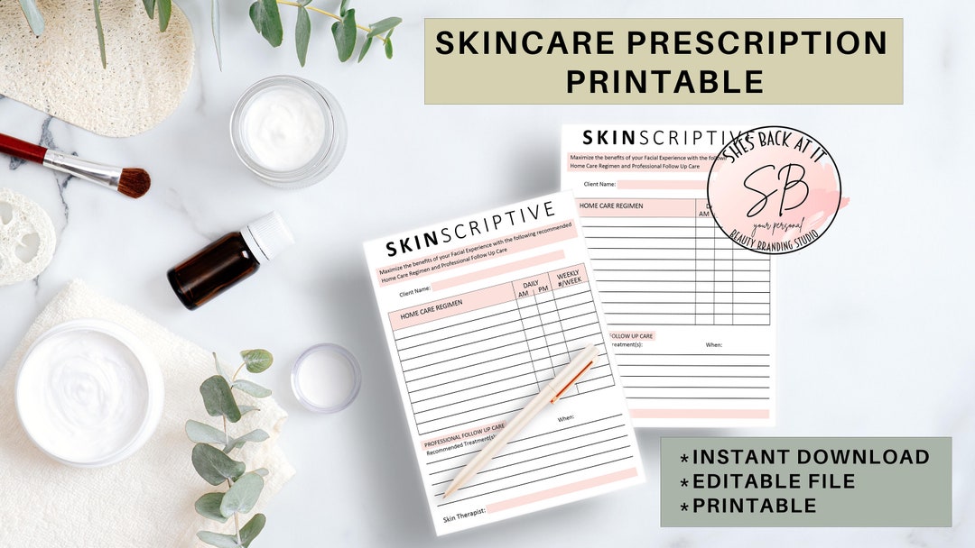 Skin Care Prescription Template, Esthetician Client Treatment Plan ...