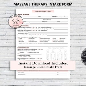 Massage Therapy Intake Form, Massage Therapy Client Intake Form ...