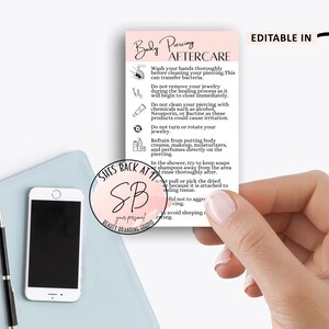 Body Piercing Aftercare Card, Body Piercing Care Card, Piercing After ...