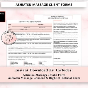 Ashiatsu Massage Consultation and Consent Forms, Client Intake ...