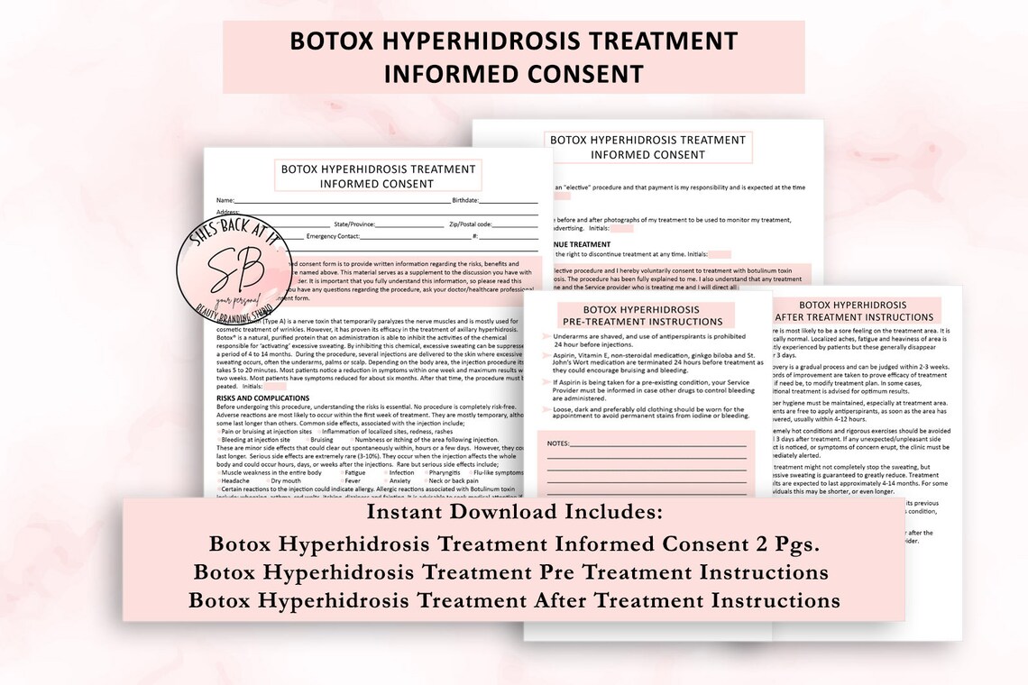 Botox for Hyperhidrosis Informed Consent Forms Botox - Etsy