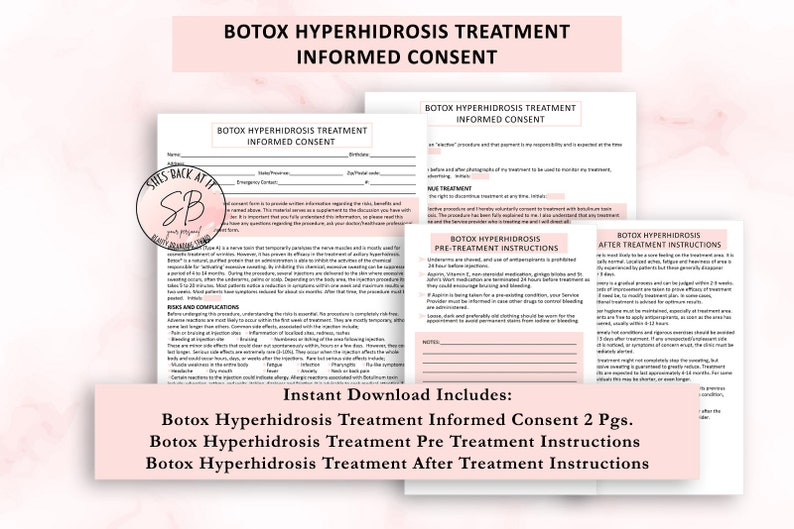 Botox for Hyperhidrosis Informed Consent Forms Botox - Etsy