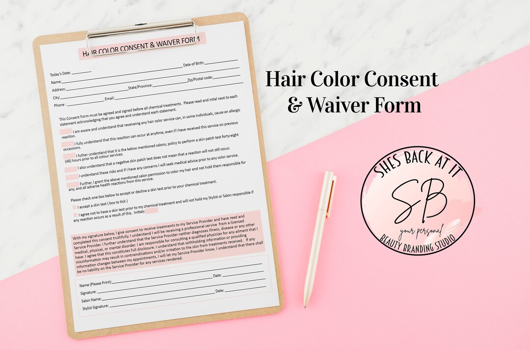 Hair Stylist Color Consent Form, Stylist Color Consent and Waiver Form ...