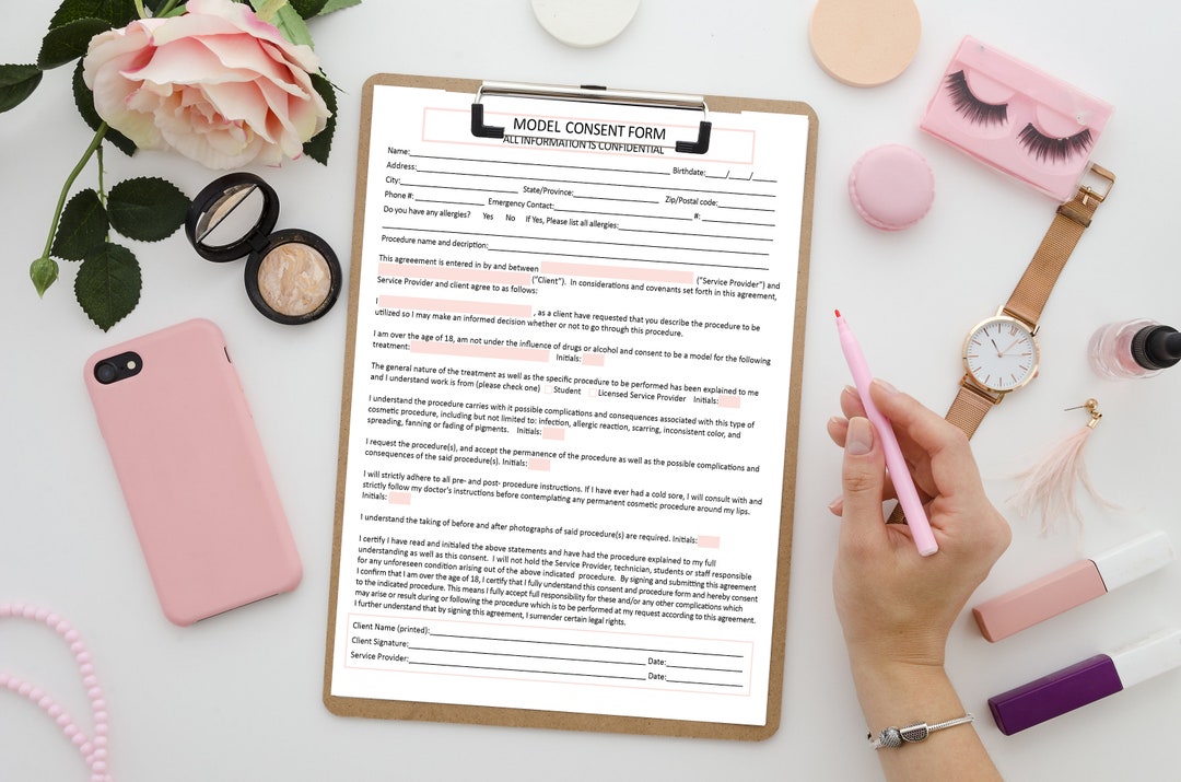Model Consent Form, Client Model Consent Forms, Spa Treatment Model ...