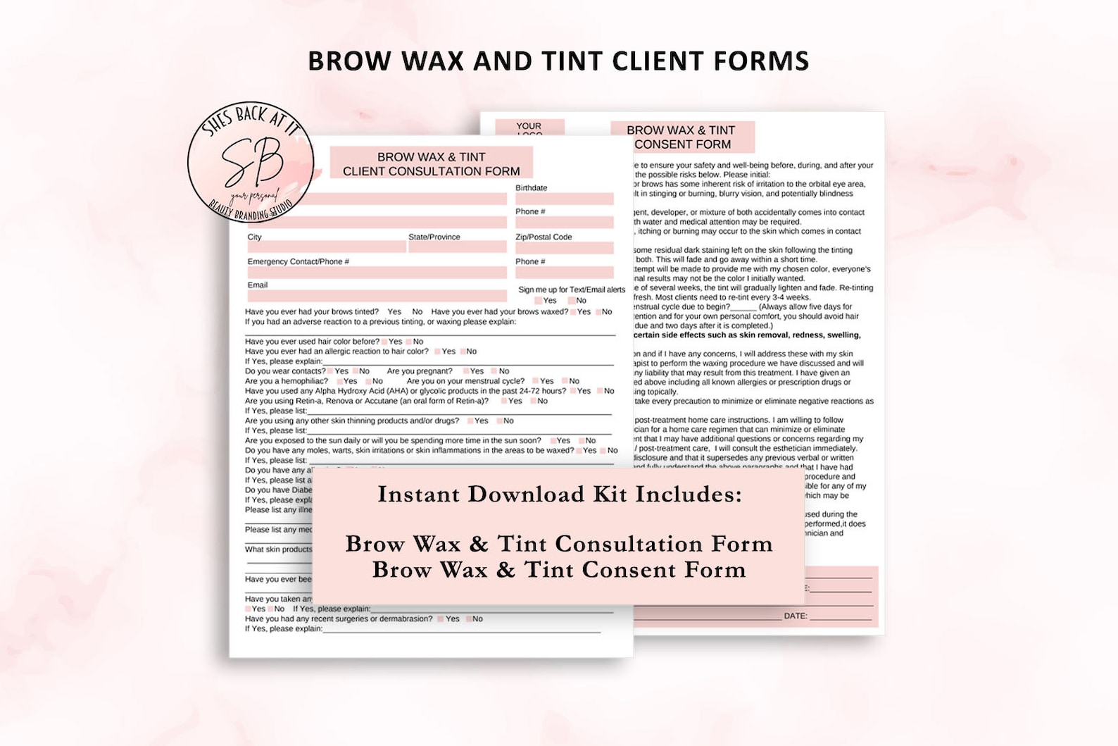 Brow Wax and Tint Consent, Brow Wax Intake Form, Brow Wax & Tint ...