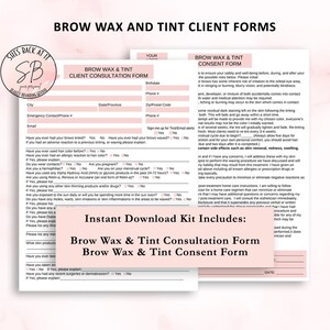 Brow Wax and Tint Consent, Brow Wax Intake Form, Brow Wax & Tint ...