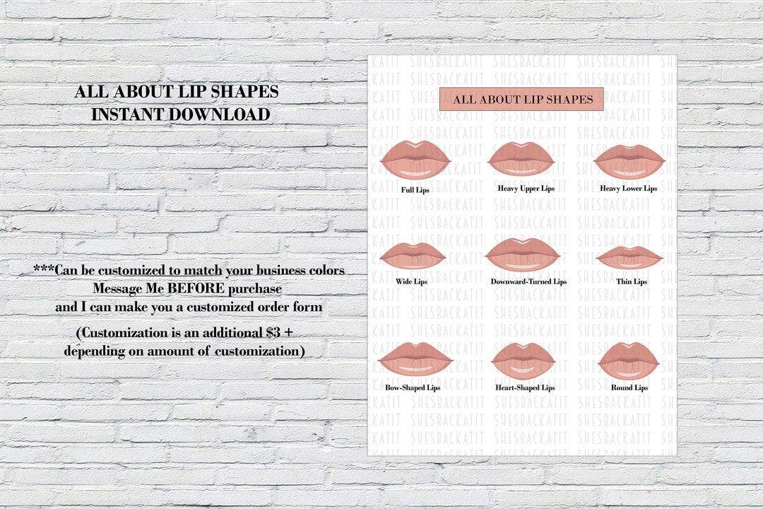 Lip Shape Chart, Lip Blush Training Guide, Makeup Artist Lip Shapes ...
