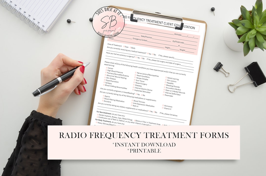 Radio Frequency Forms, Radio Frequency Intake Form, Radio Frequency Consent Form, Body ...