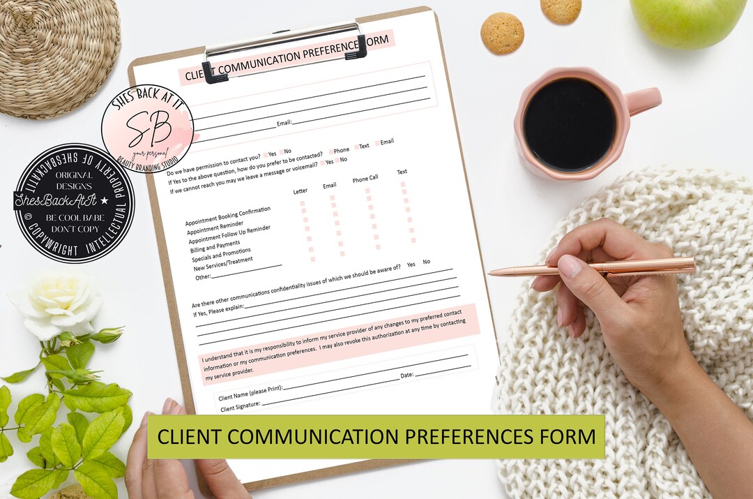 Client Communication Form, Communication Preference Form, Contact ...