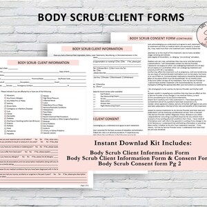 Body Scrub Client Forms, Body Scrub Consent Form, Esthetician Consent ...