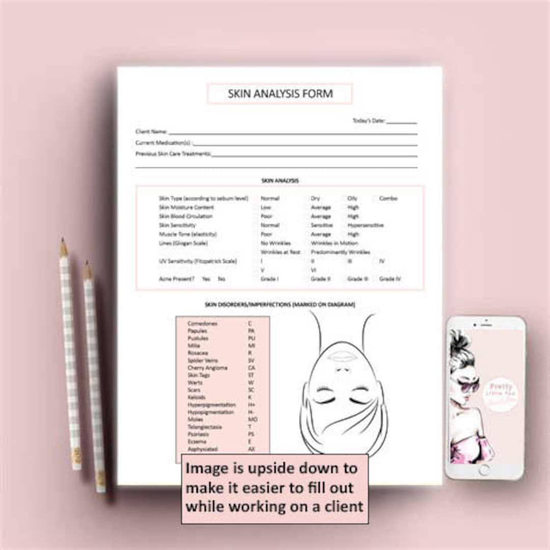 Skin Analysis & Treatment Chart Forms, Skin Analysis Form, Skin ...