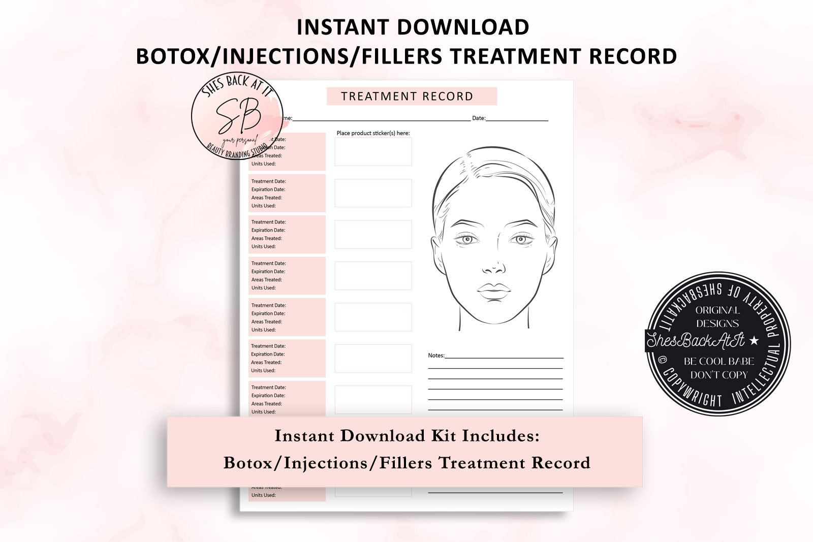 Fillers & Botox Treatment Record Form Injections Treatment - Etsy UK