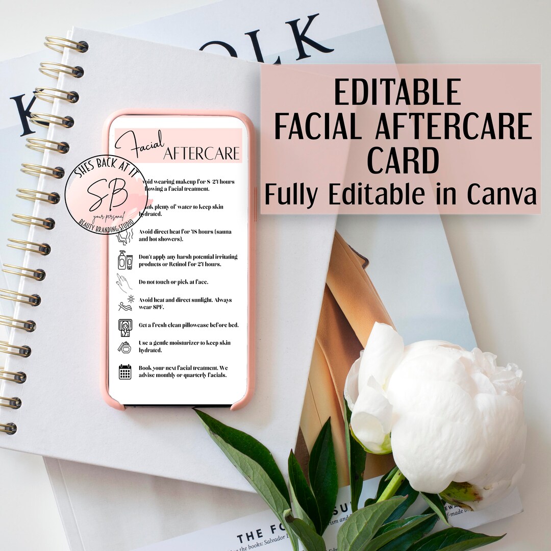 Editable Facial Aftercare Card Template (digital Download) - Etsy