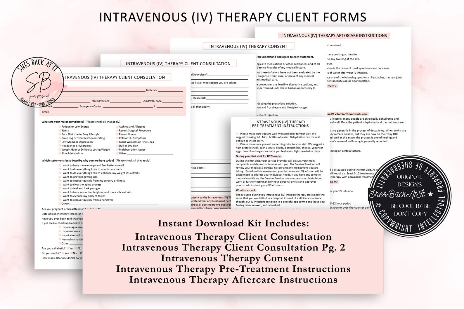 Intravenous Therapy Client Forms IV Drip Intake Form IV - Etsy Canada