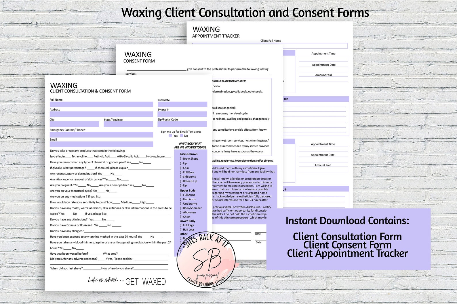 Waxing Client Consultation and Consent Form, Facial Forms, Esthetician ...