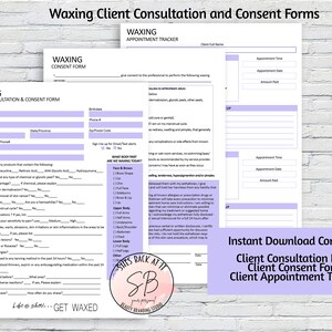 Waxing Client Consultation and Consent Form, Facial Forms, Esthetician ...