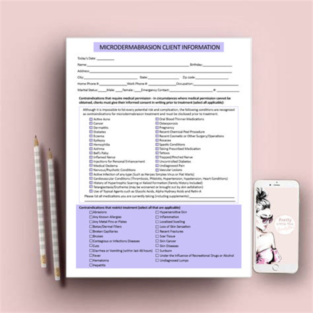 Microdermabrasion Forms, Microdermabrasion Technician, Microdermabrasion Consent Forms, Client ...