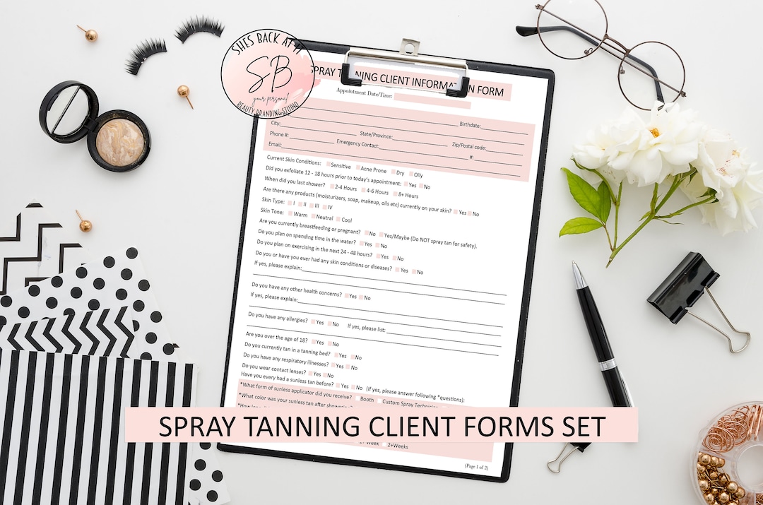 Spray Tan Client Forms, Spray Tan Forms, Client Information Form ...