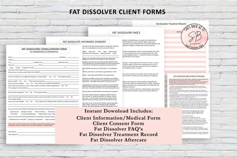 Fat Dissolving Client Forms Fat Dissolver Consent Fat - Etsy