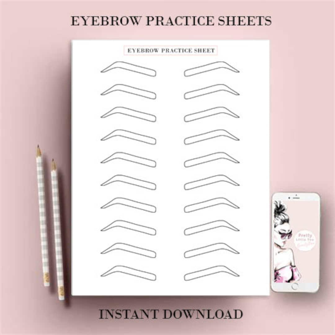 Eyebrow Practice Sheets, Eyebrow Shaping Practice, Microblading ...