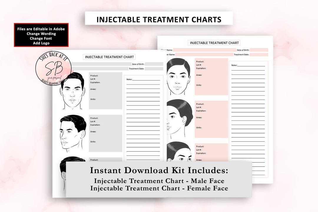 Injectable Treatment Chart Template, Botox Treatment Record, Cosmetic ...
