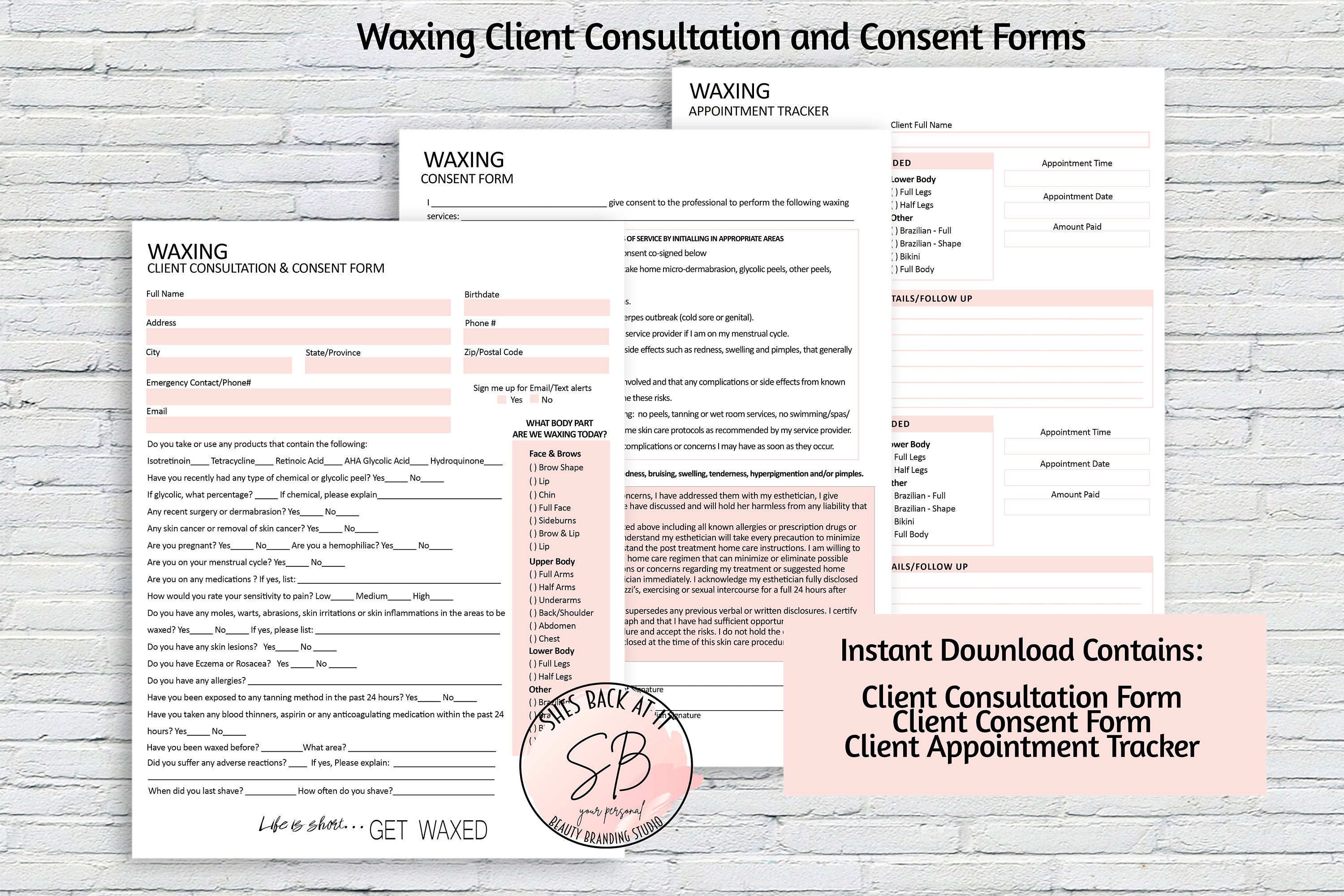 Waxing Client Consultation and Consent Form, Facial Forms, Esthetician ...
