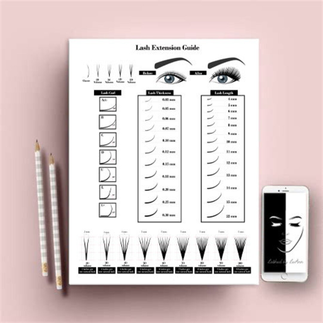 Eyelash Extension Guide, Lash Extension Guide, Printable, Eyelash ...